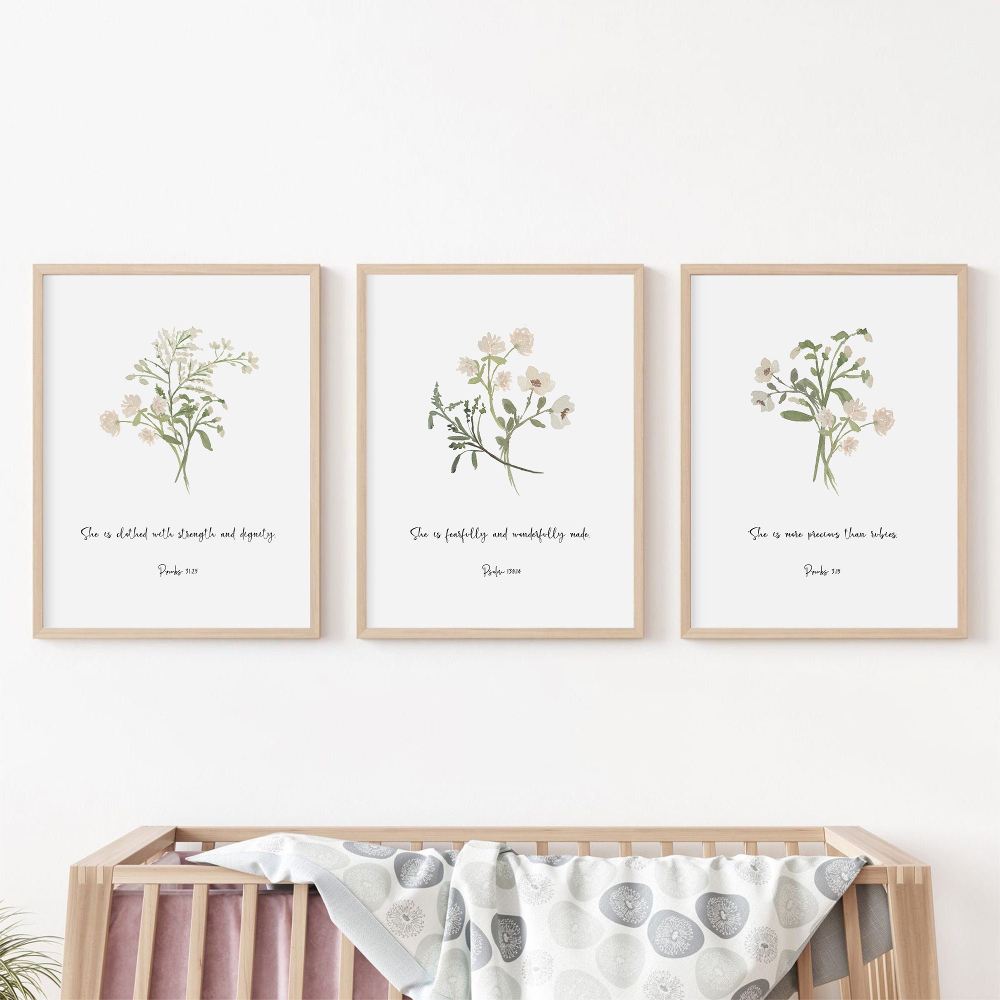 Nursery Bible Verse Wall Art. Baby Girl Room Decor. Christian Nursery ...