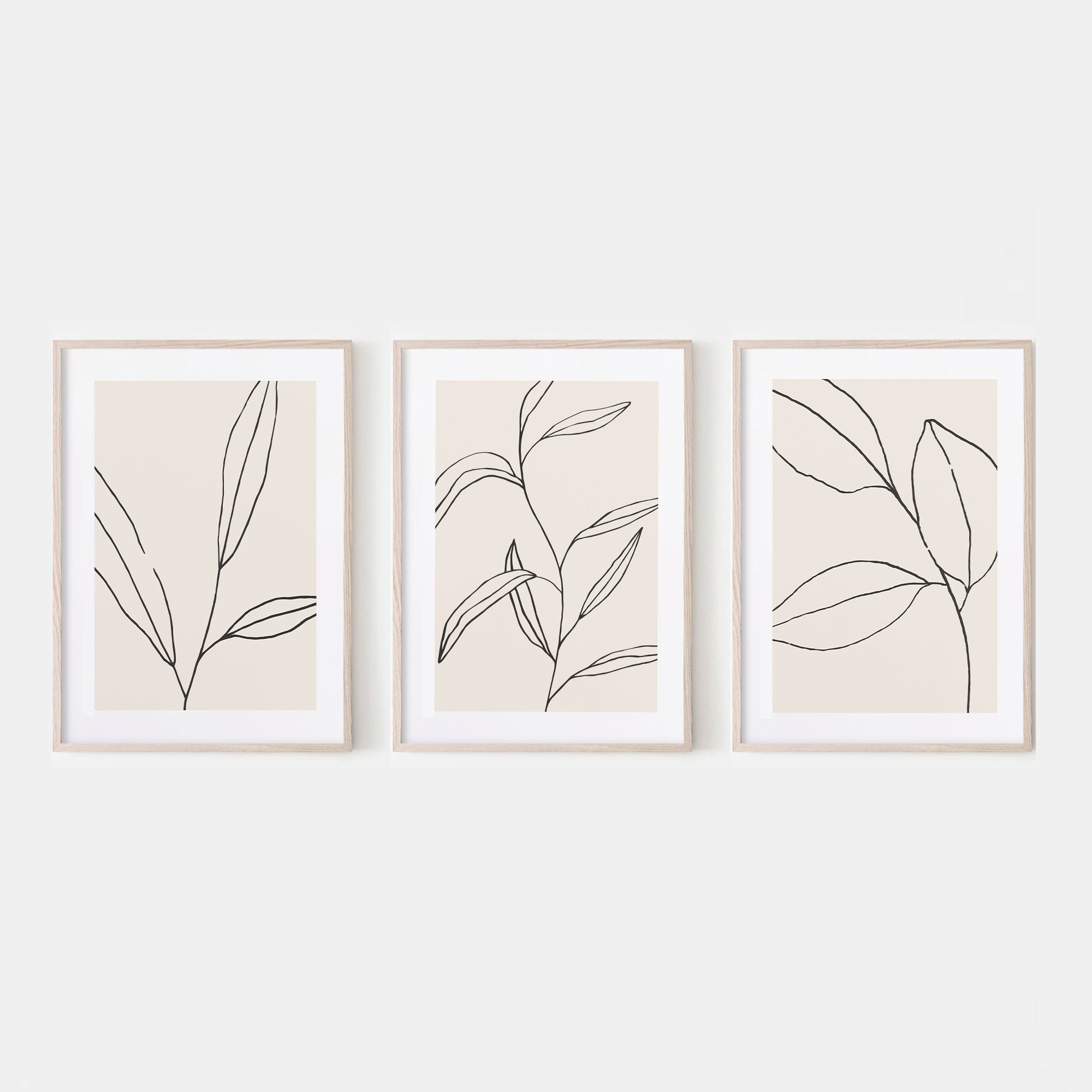 Botanical Line Art. Set of 3 Prints. Line Art Print. Botanical - Etsy