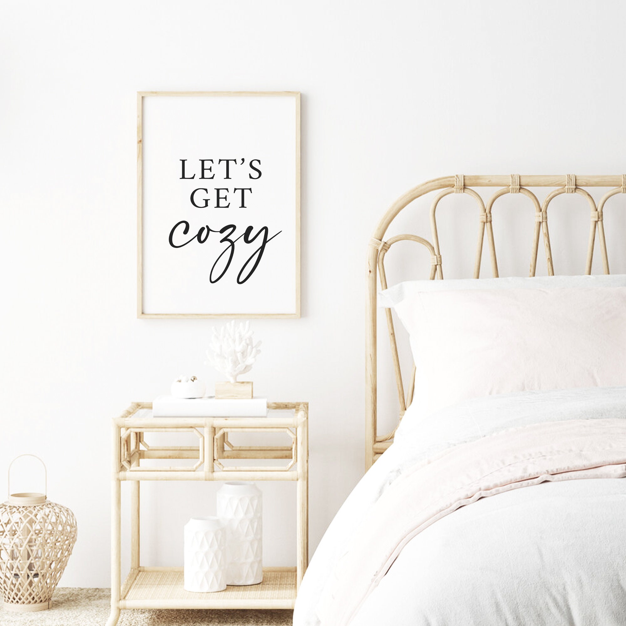 Let's Get Cozy Sign. Bedroom Wall Art. Bedroom Decor. | Etsy