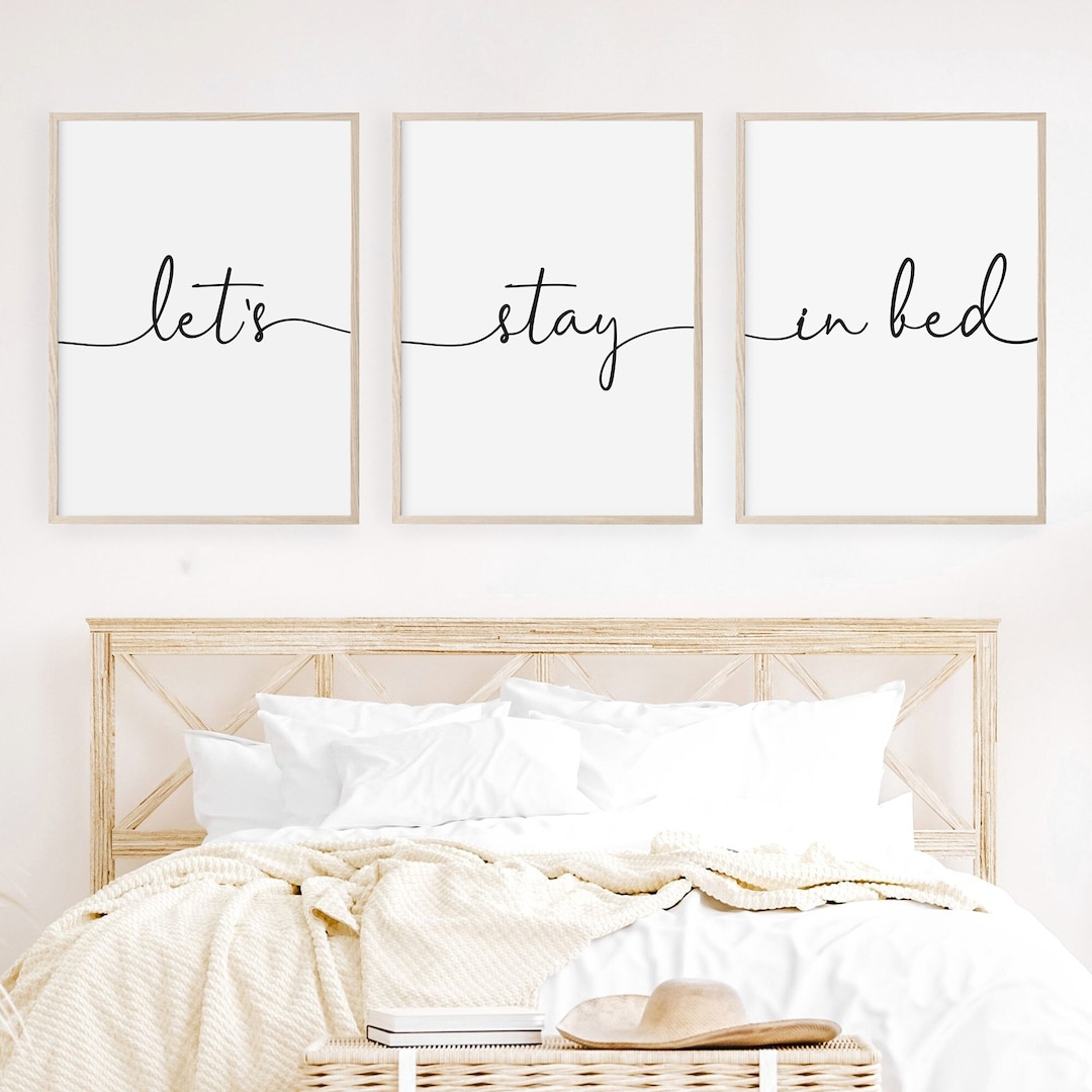 Let's Stay in Bed Print. Bedroom Sign. Let's Stay in Bed Wall Art. Over ...