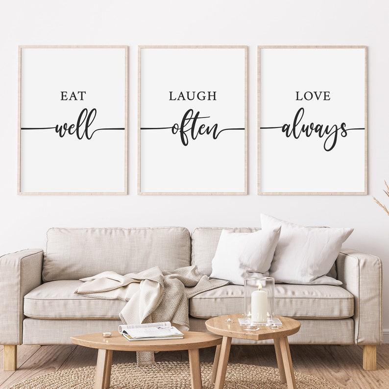 Eat Laugh Love Print. Eat Well Sign. Set of 3 Prints. Kitchen | Etsy