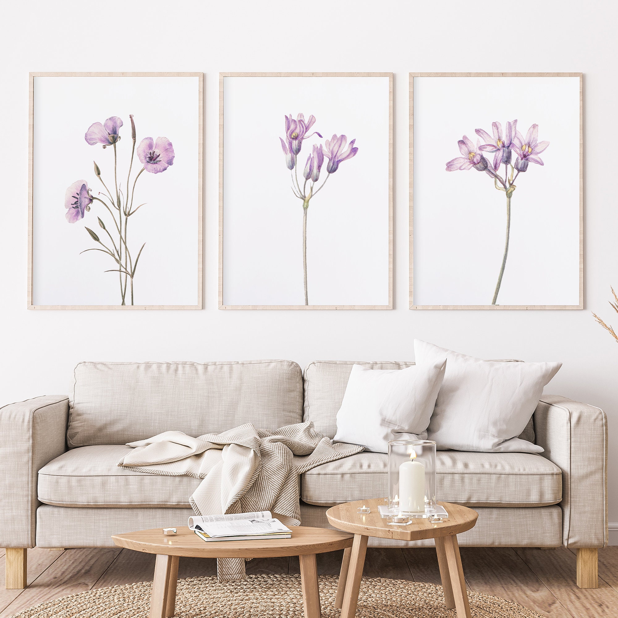 Flower Print Set. Set of 3 Wildflower Prints. Floral Prints. - Etsy