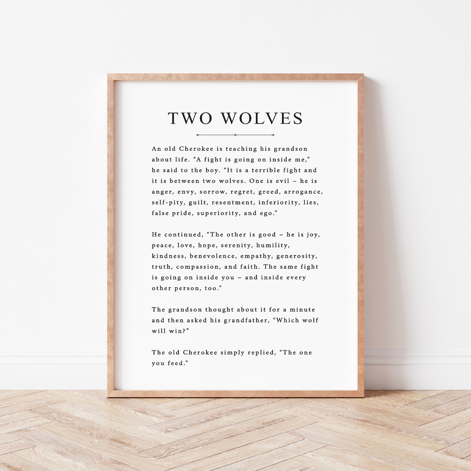 The Tale of Two Wolves Printable. Book Page Art. Poem Print. - Etsy