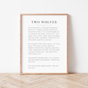 The Tale of Two Wolves Printable. Book Page Art. Poem Print. Native ...
