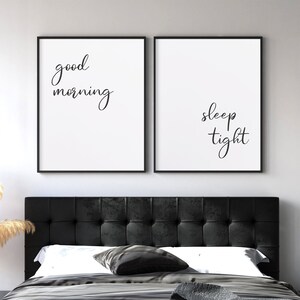 Bedroom Print Set. Good Morning Sleep Tight Sign. Couple Wall Art ...