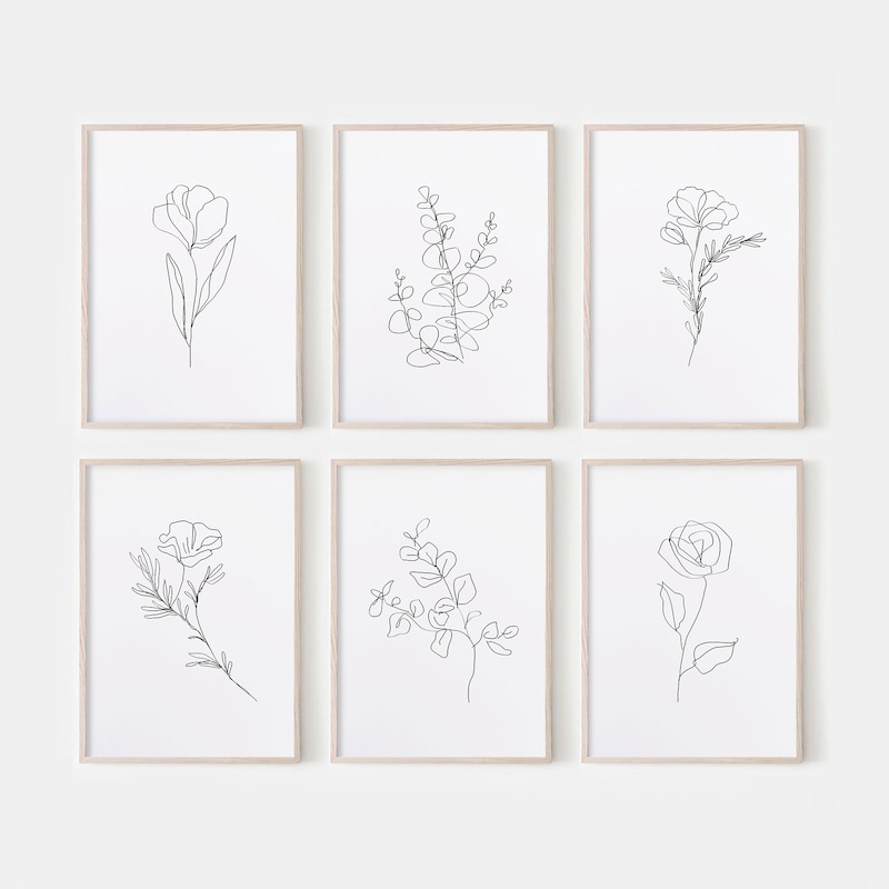 Flower Line Art Print - Etsy