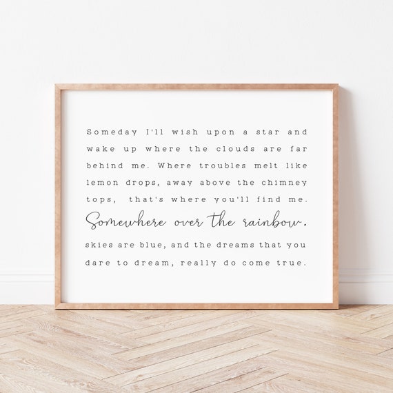 Somewhere Over the Rainbow Wall Art. Nursery Quote Print. - Etsy