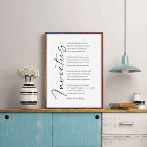 Invictus Poem Sign. William Ernest Henley. Motivational Quote. Home ...