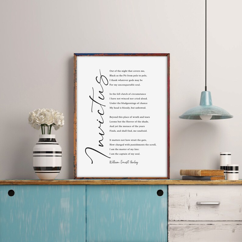 Invictus Poem Sign. William Ernest Henley. Motivational Quote. - Etsy