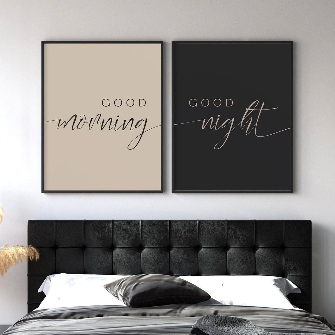 Good Morning Good Night Print Set, Bedroom Wall Decor (digital Download ...