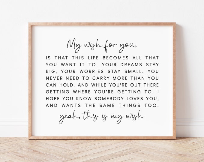 My Wish for You Sign, Engraved Wooden Sign, Song Lyric Sign, Love Song ...