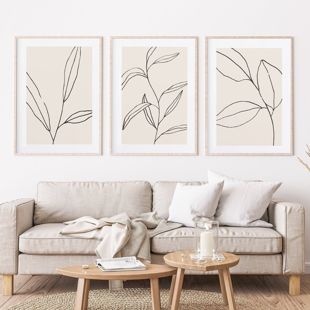 Botanical Line Art. Set of 3 Prints. Line Art Print. Botanical Prints ...