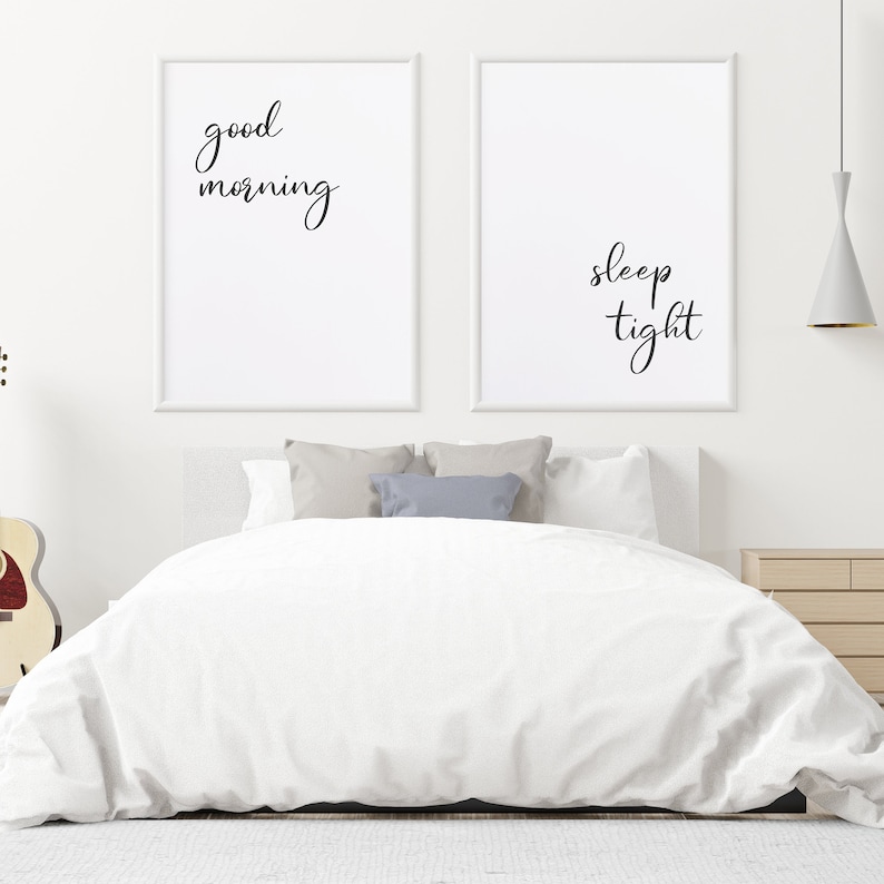 Bedroom Print Set. Good Morning Sleep Tight Sign. Couple Wall Art ...