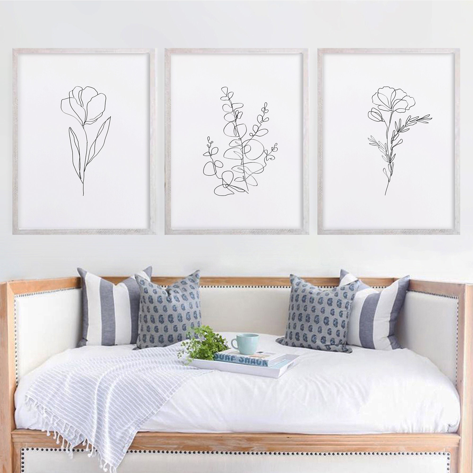 Flower Line Art. Botanical Print Set. Floral Line Art. Flower - Etsy