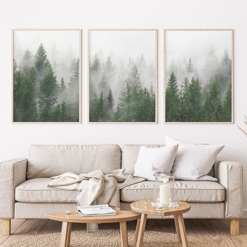 Forest Print Set. Pine Tree Art. Set of 3 Prints. Forest Wall - Etsy
