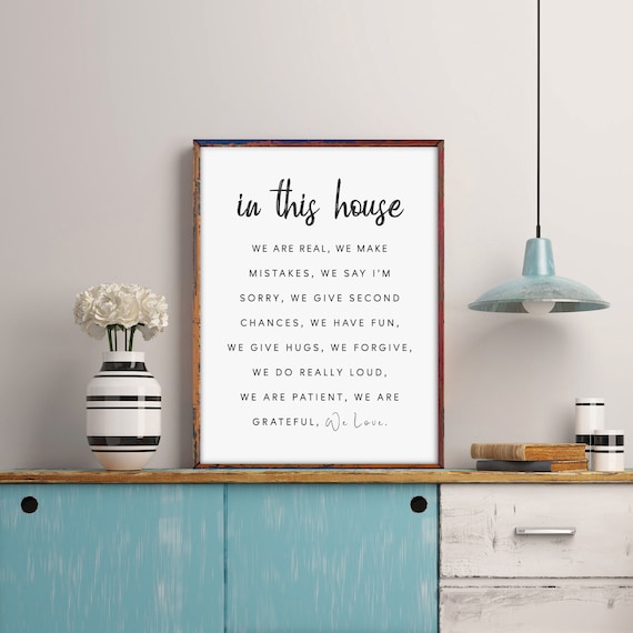 In This House Sign. Inspirational Quotes. Family Quote Print. | Etsy