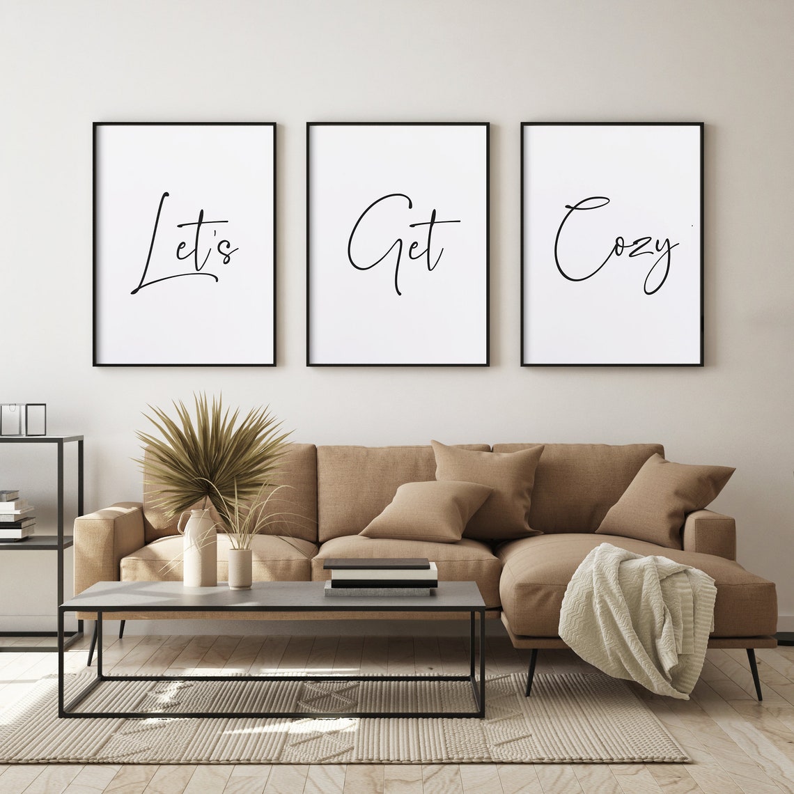 Lets Get Cozy Sign. Set of 3 Pritns. Bedroom Wall Art. Above Bed Signs ...