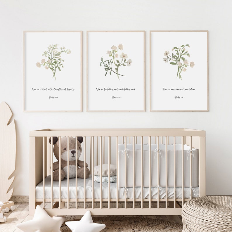 Nursery Bible Verse Wall Art. Baby Girl Room Decor. Christian | Etsy
