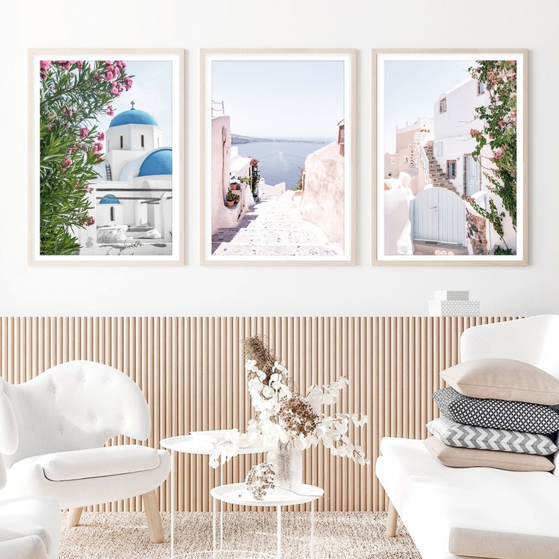 Santorini Greece Print Set, Pastel Europe Wall Art (digital Download ...