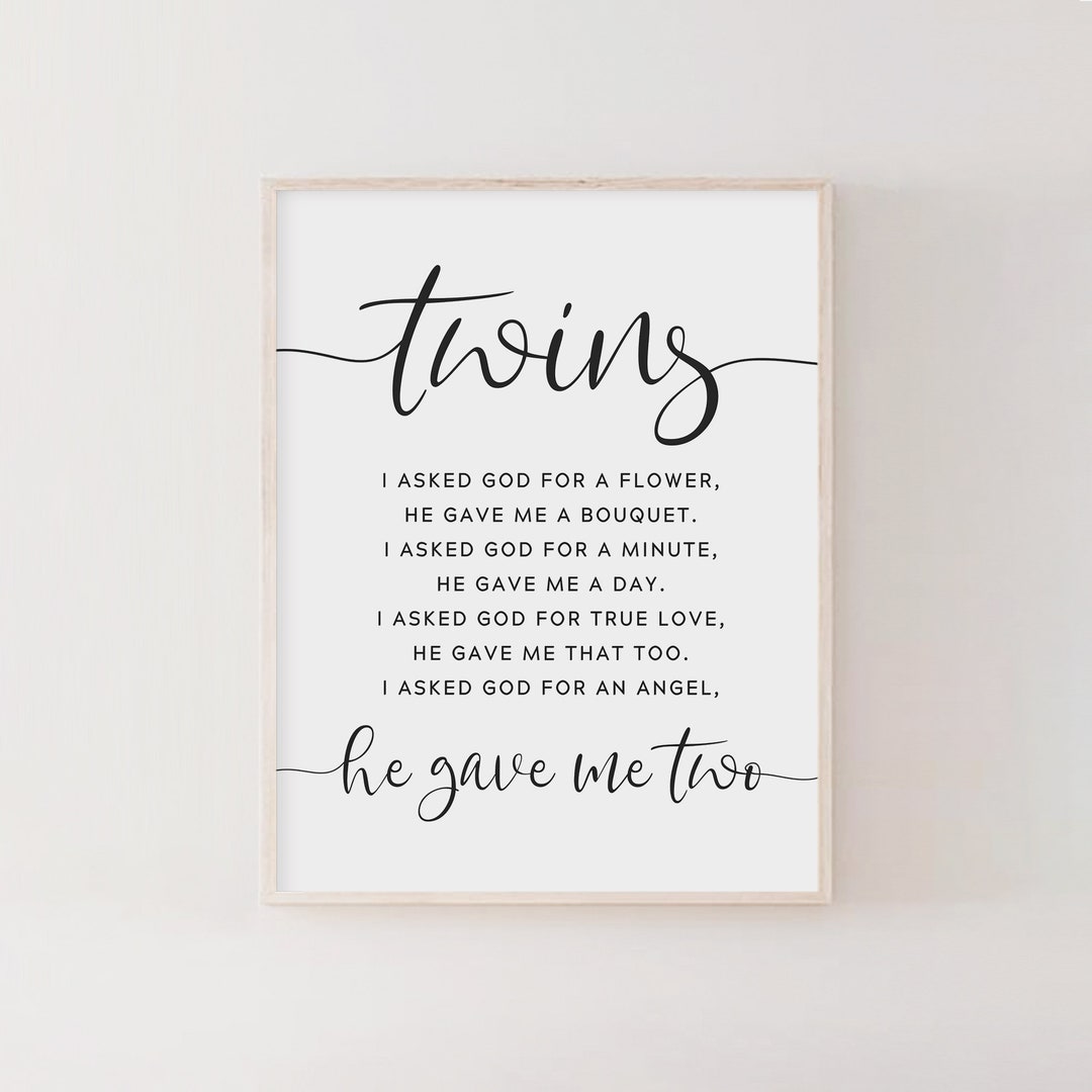 Twins Print. Nursery Decor. Twins Quote. Nursery Quote Print. Twins ...