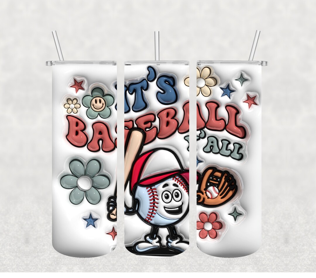 3D Baseball Sublimation Design - Ready to Press - 20 Oz Skinny Tumbler ...