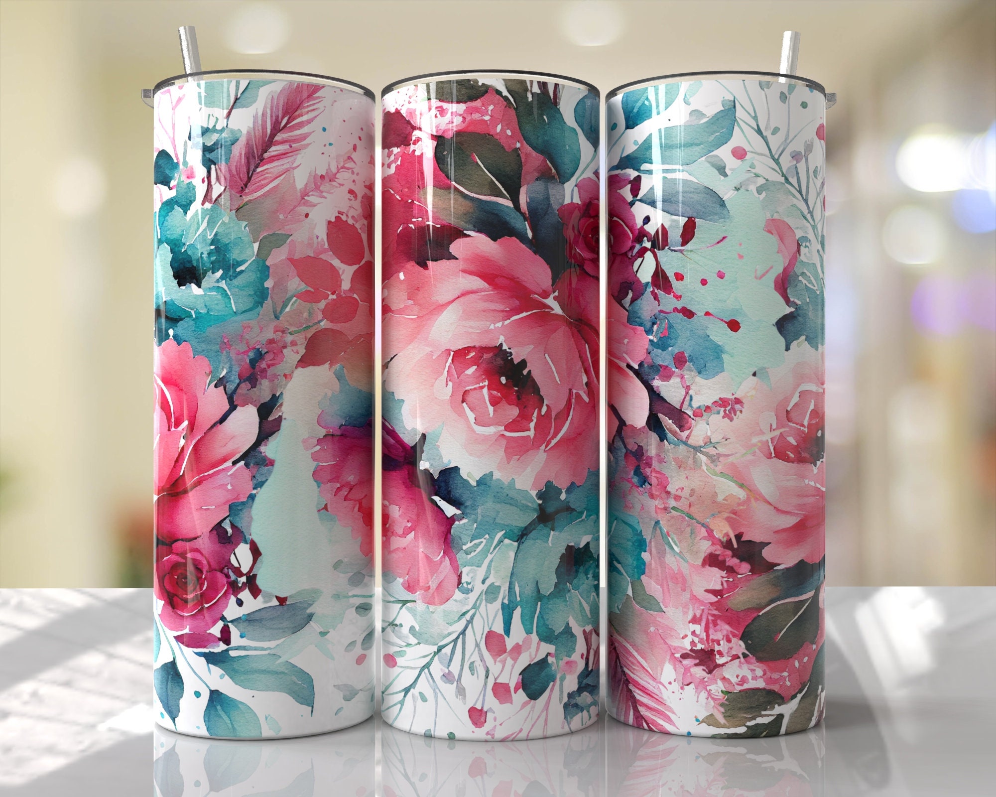 NOT A Digital//pink Blue Aqua Floral// Sublimation Transfer// - Etsy