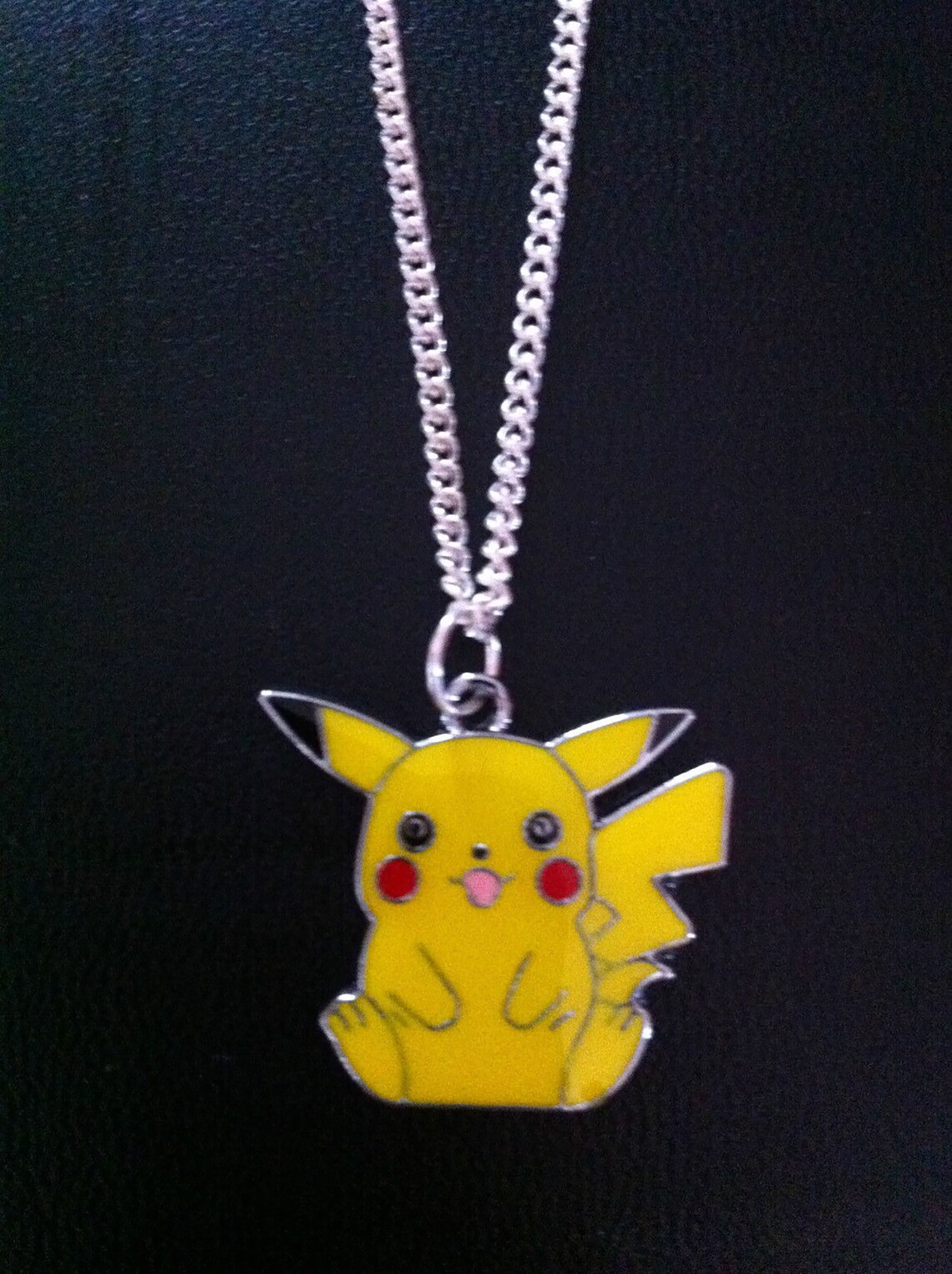 Pokemon pikachu charm necklace silver plated curb chain | Etsy