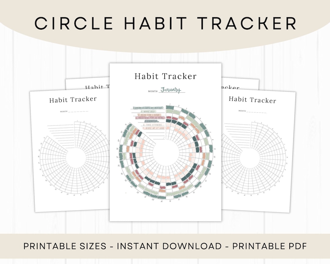 Circle Habit Tracker | Printable Monthly Habit Track | Habit Challenge ...