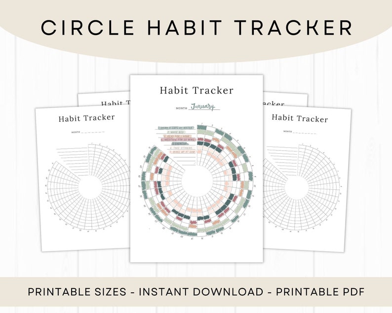 Circle Habit Tracker | Printable Monthly Habit Track | Habit Challenge ...