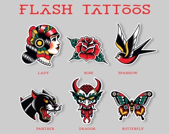 American Traditional Tattoo Stickers - Etsy