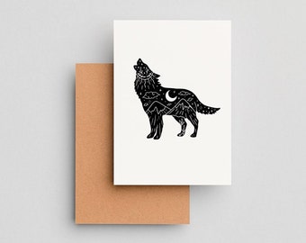 Wolf Greeting Card - Etsy