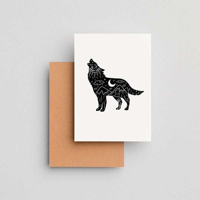 Wolf Card - Etsy