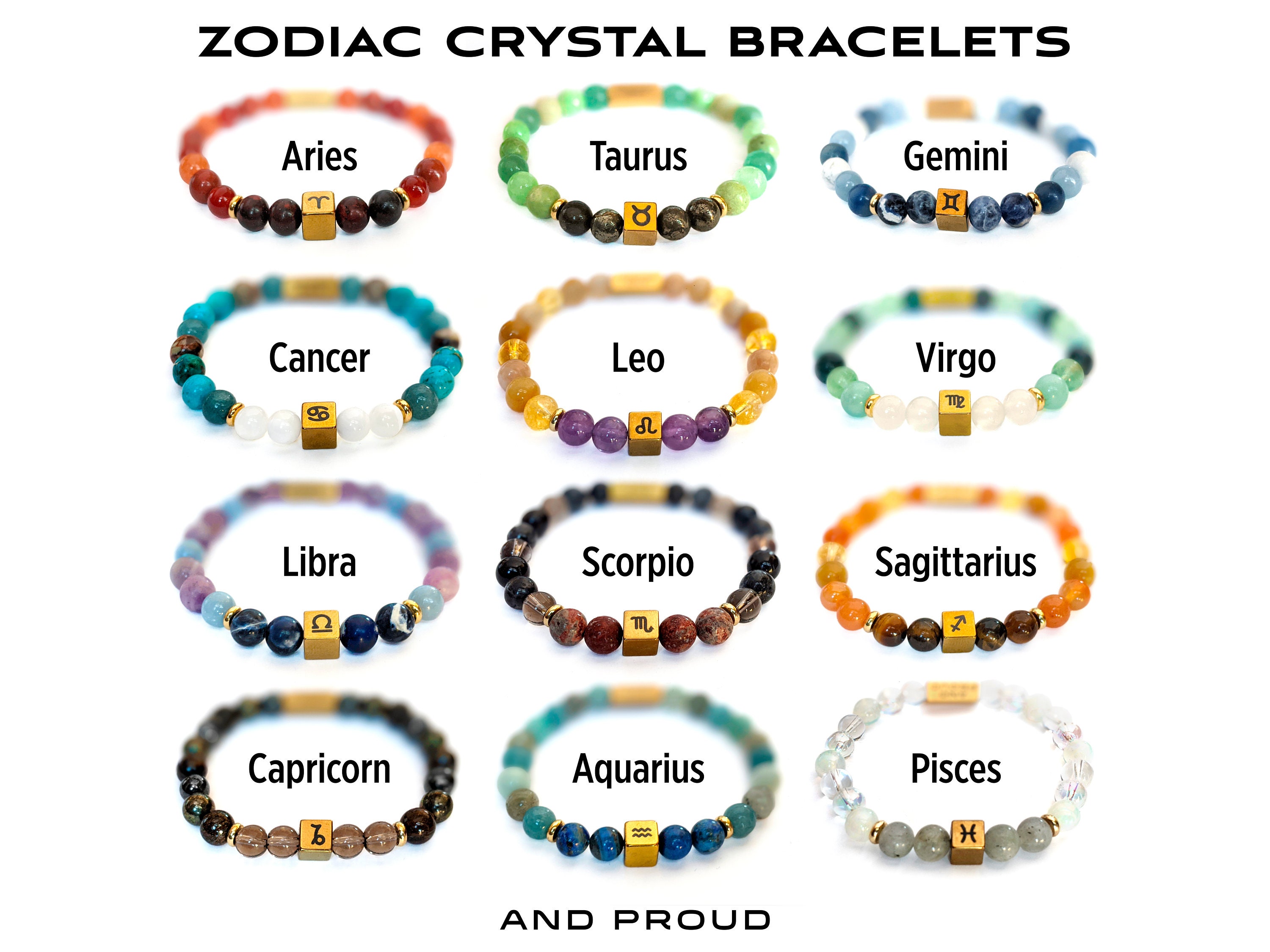 Zodiac Crystal Bracelets - Etsy
