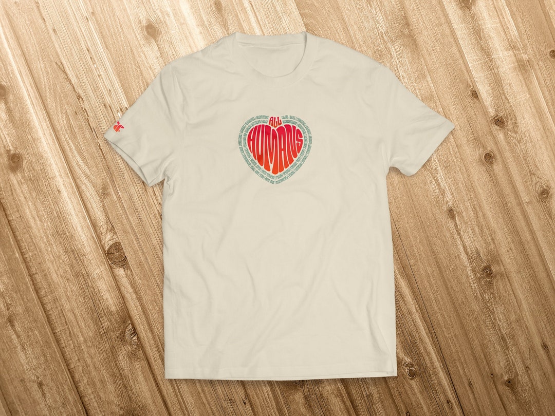 Love All Humans Retro Heart Tee - S/S Crew Neck - Etsy