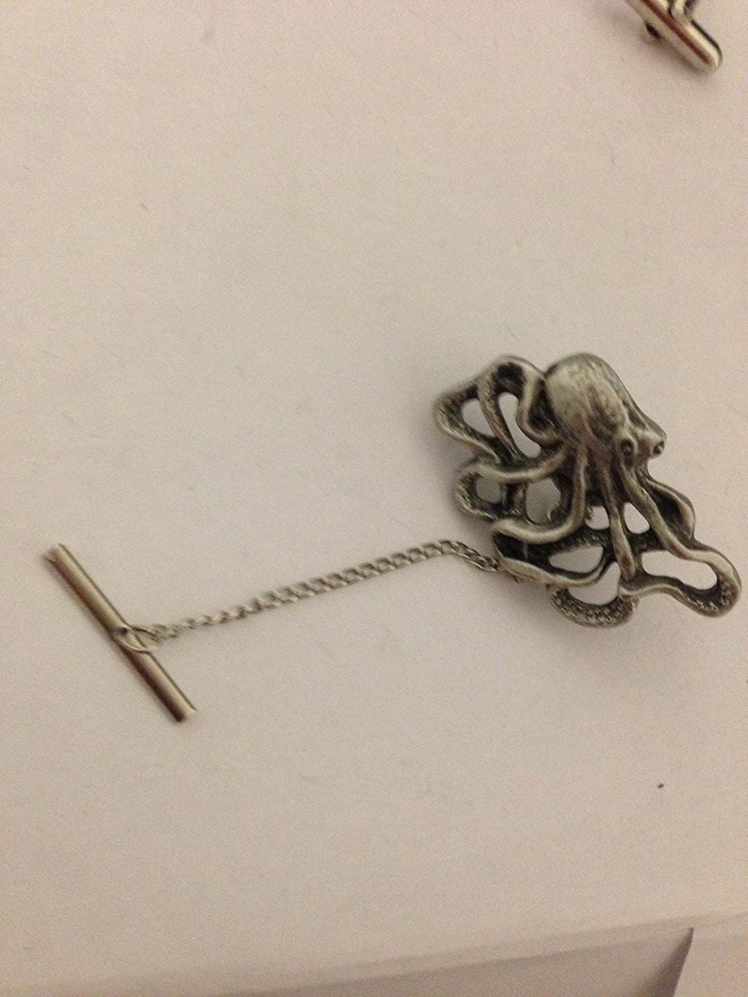 Octopus R15 Made From Fine English Pewter on a Tack Tie Pin With Chain ...