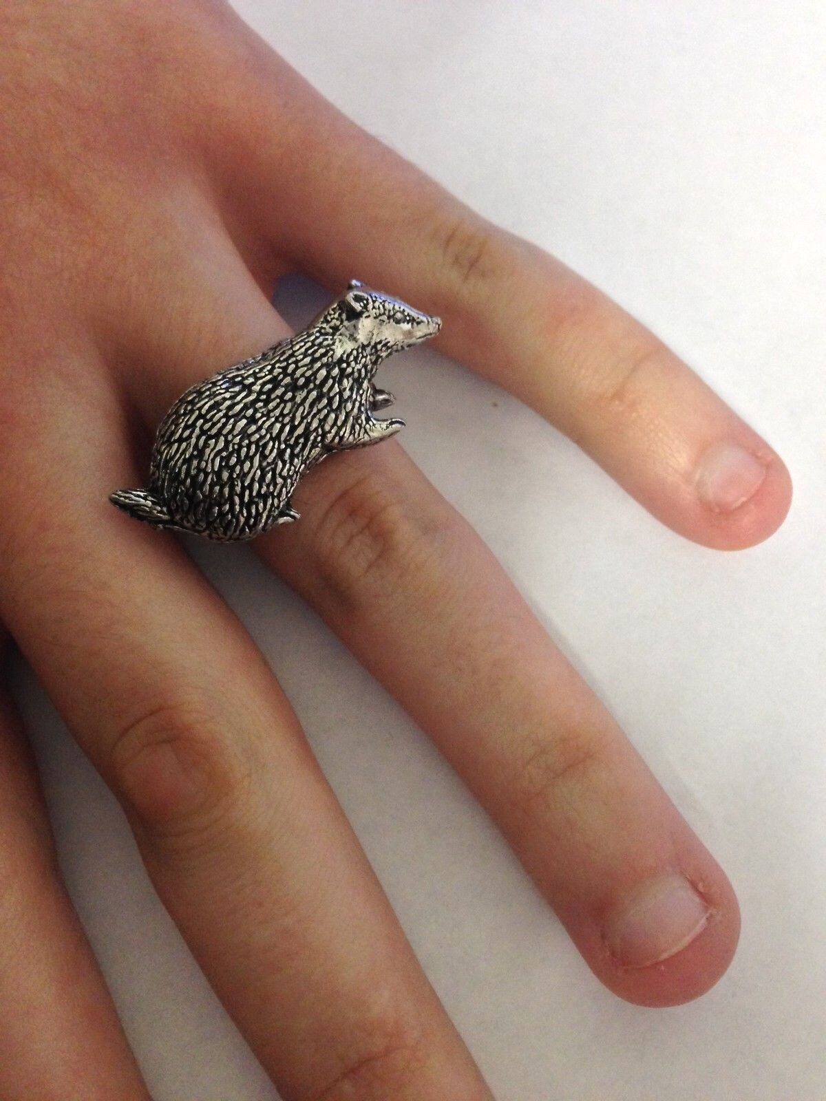 Badger English Pewter Ladies Ring Adjustable or Dangle Charm - Etsy UK