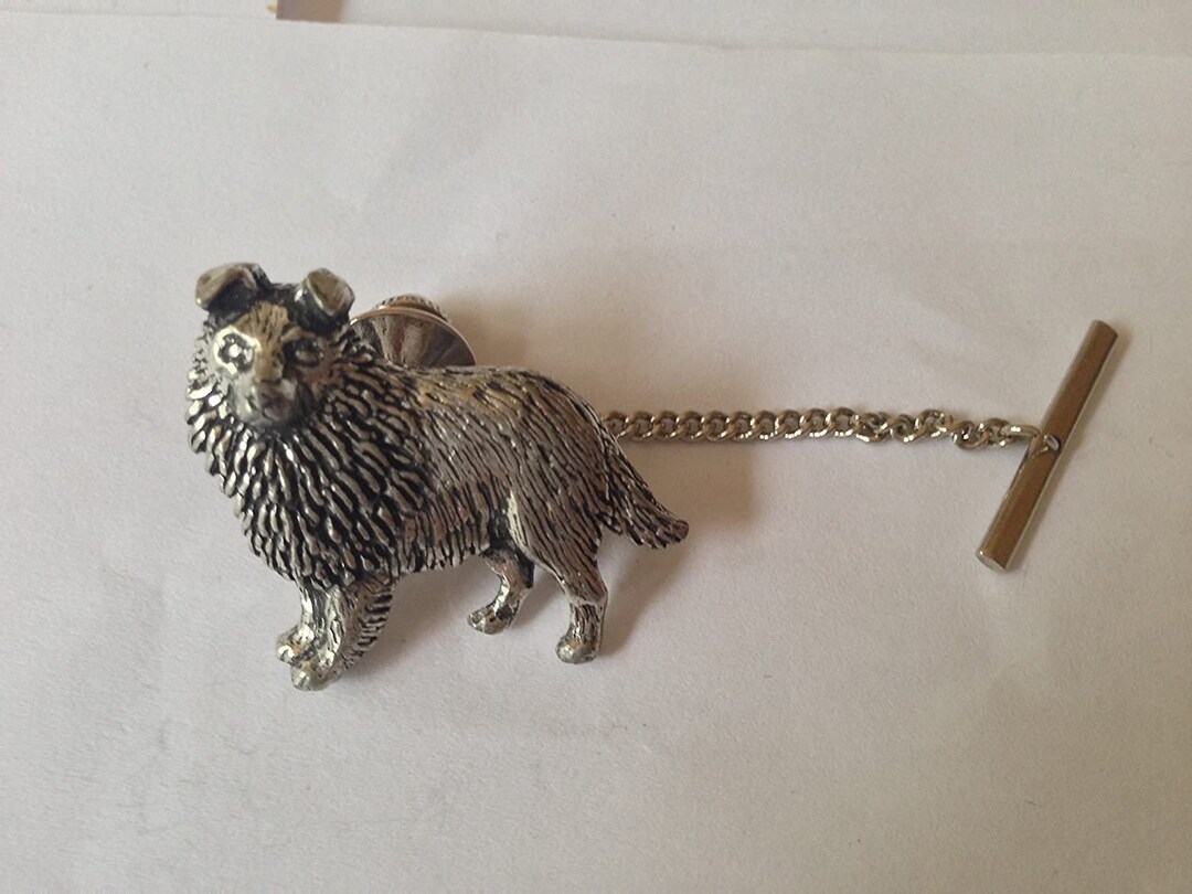 D10 Sheltie Made From Fine English Pewter on a Tack Tie Pin With Chain ...