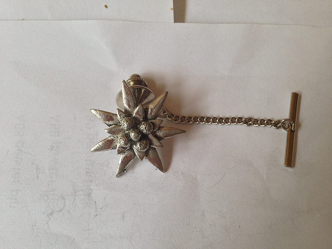 C21 Small Edelweiss Made From Fine English Pewter on a Tack Tie Pin ...