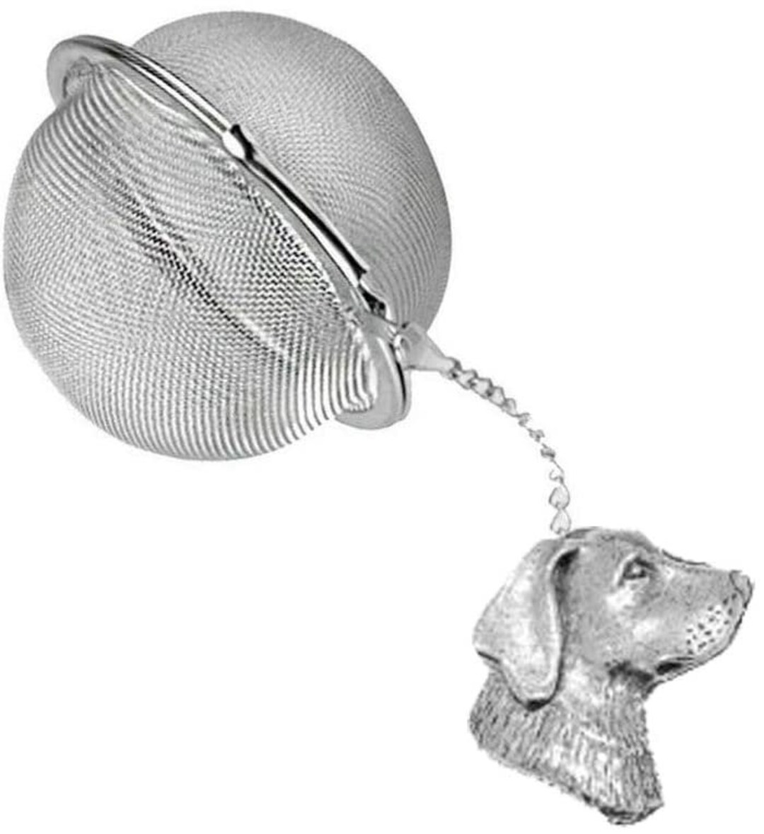Pewter Labrador Head Dog on a Tea Leaf Infuser Stainless Steel Sphere ...
