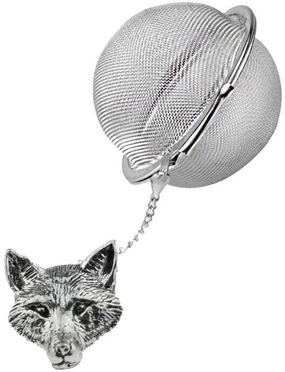 Pewter Fox Head on a Tea Leaf Infuser Stainless Steel Sphere | Etsy