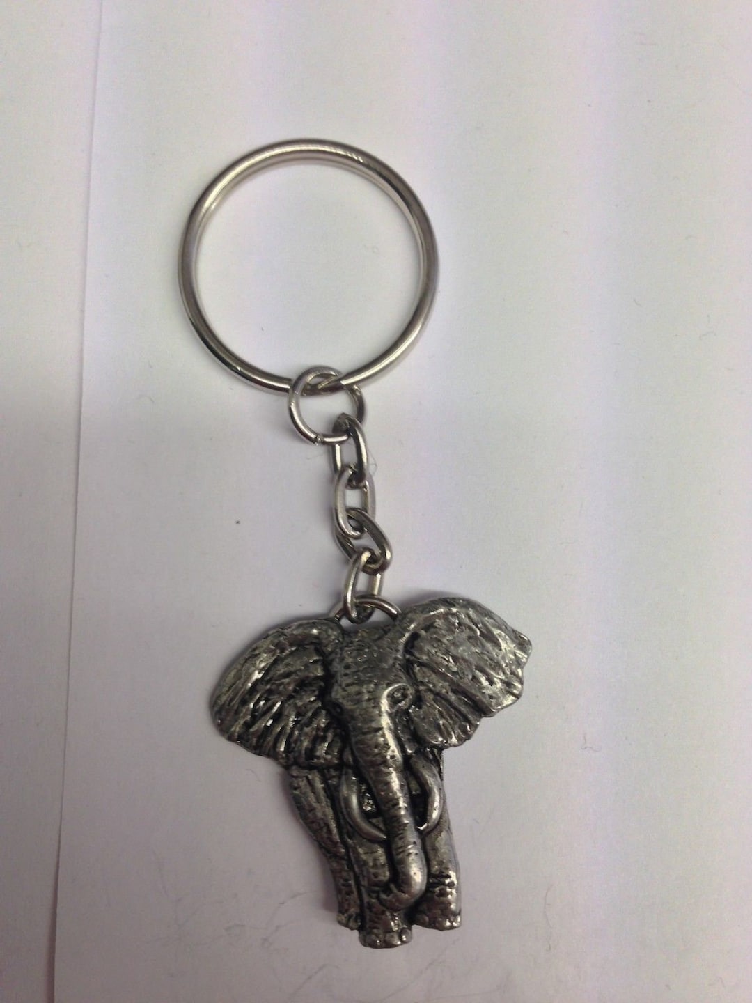 Elephant PP-A01 English Pewter Emblem on a Split Ring Keyring or Zip ...
