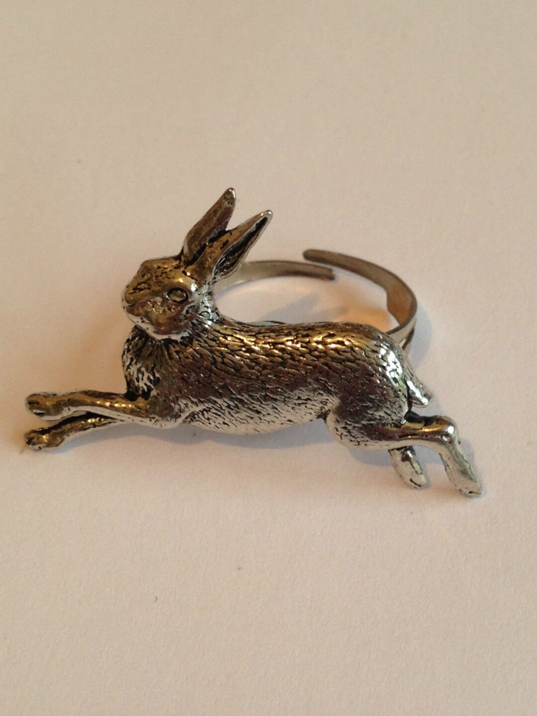 Hare Rabbit English Pewter Ladies Ring, Adjustable or Dangle Charm ...
