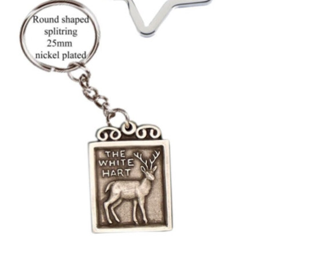 The White Hart English Pewter Emblem on a Split Ring Keyring - Etsy