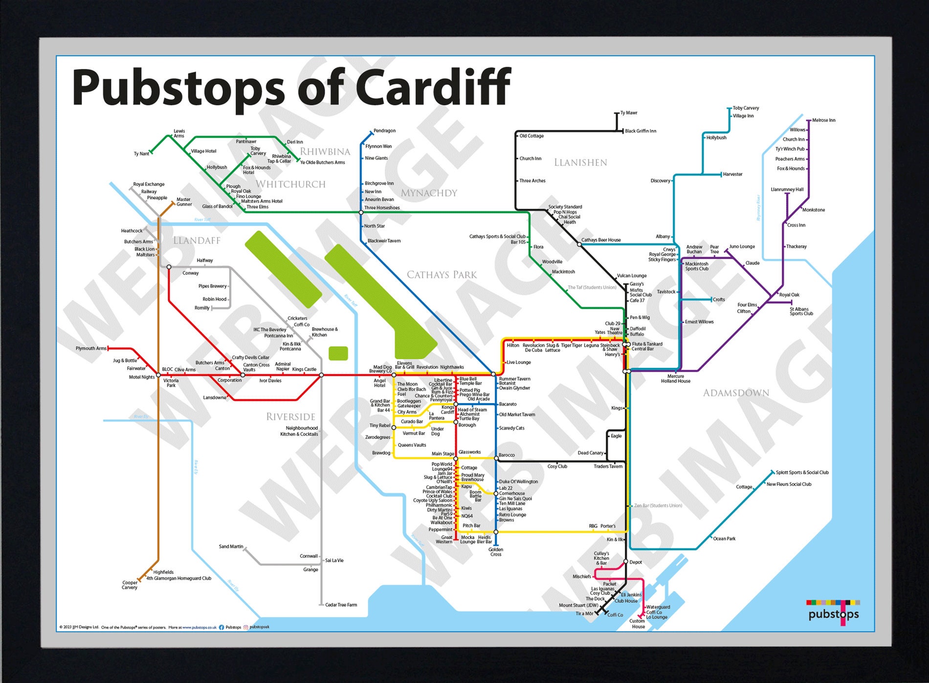 Pubstops of Cardiff the Original Pub Map - Etsy UK
