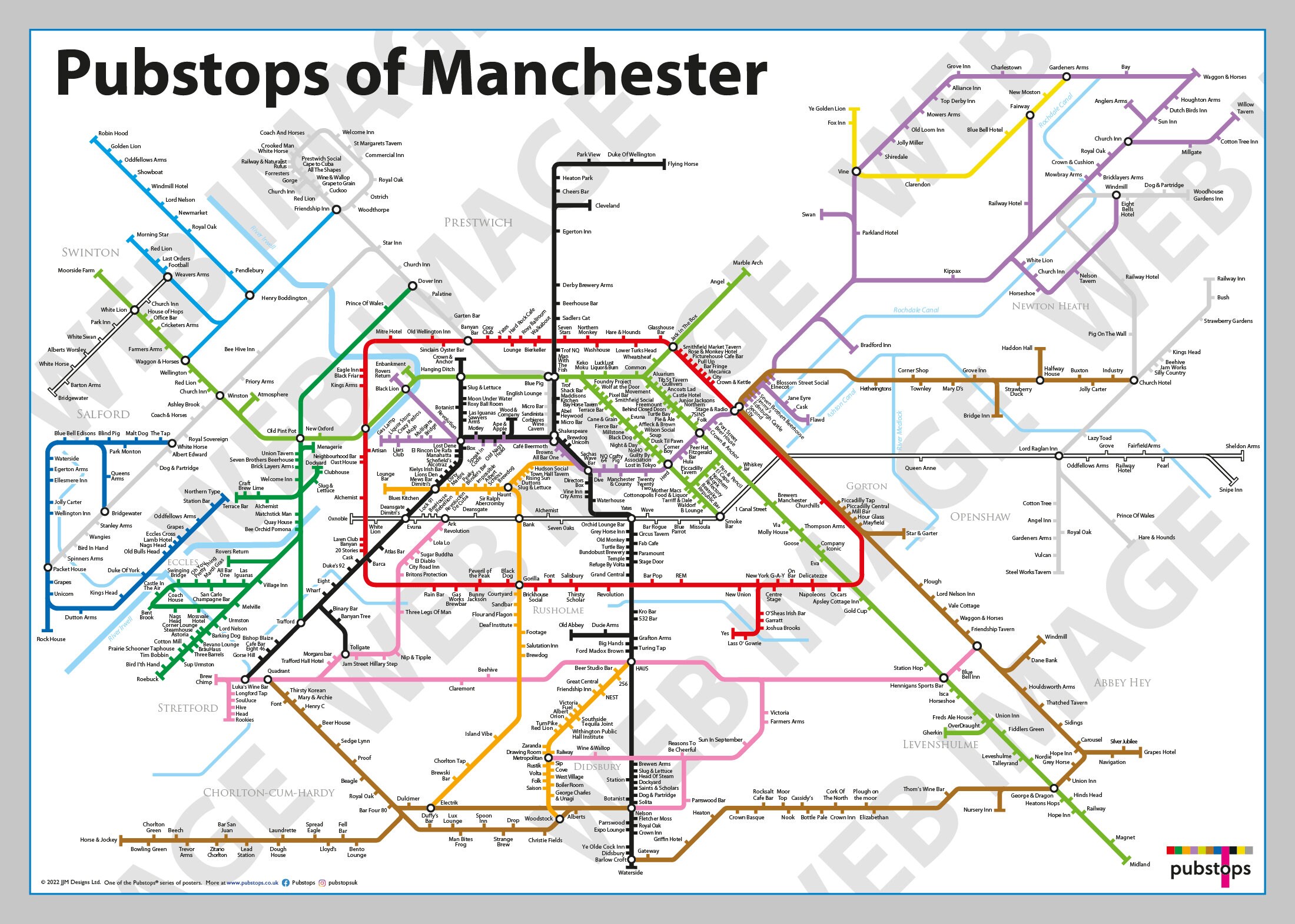 Pubstops of Manchester the Original Pub Map - Etsy UK
