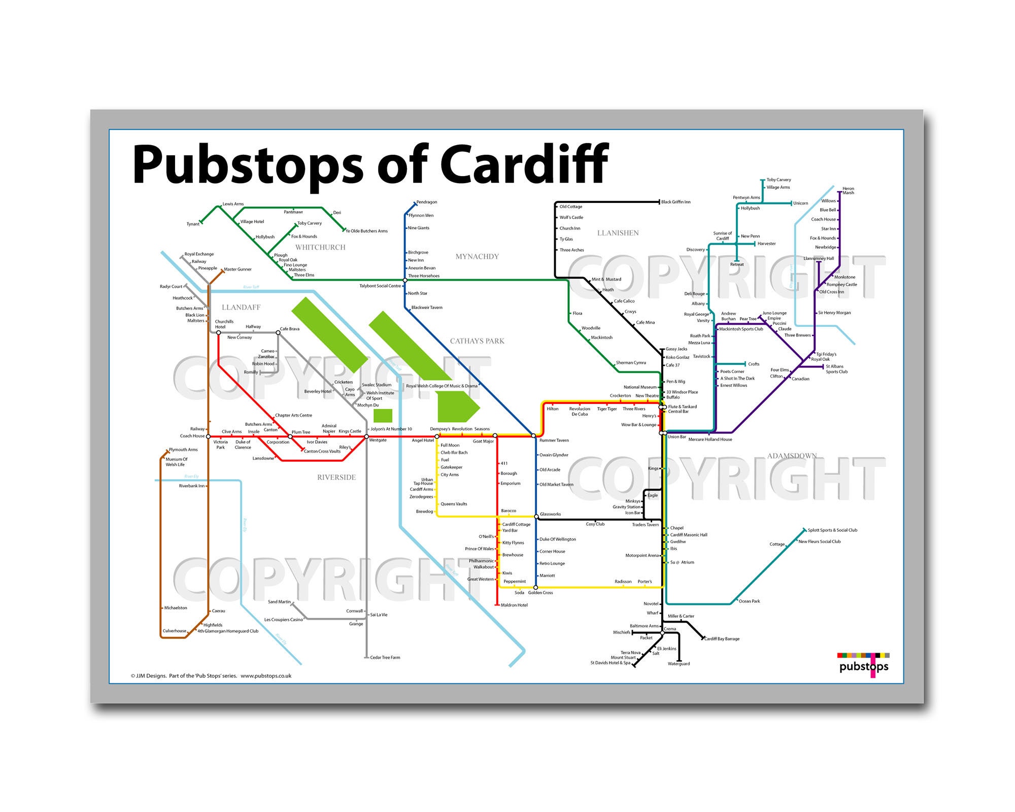 Pubstops of Cardiff the Original Pub Map | Etsy UK