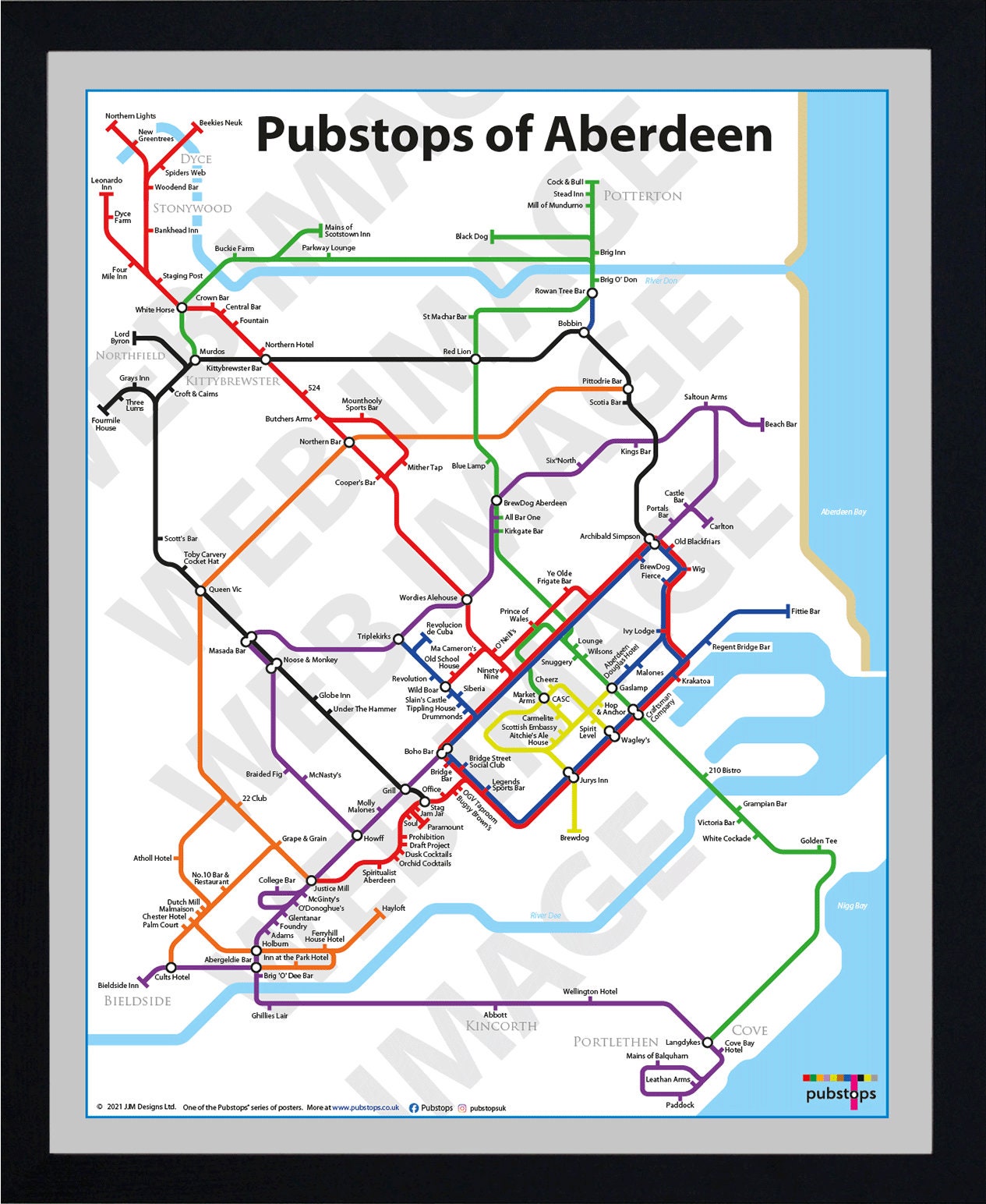 Pubstops of Aberdeen the Original Pub Map - Etsy UK
