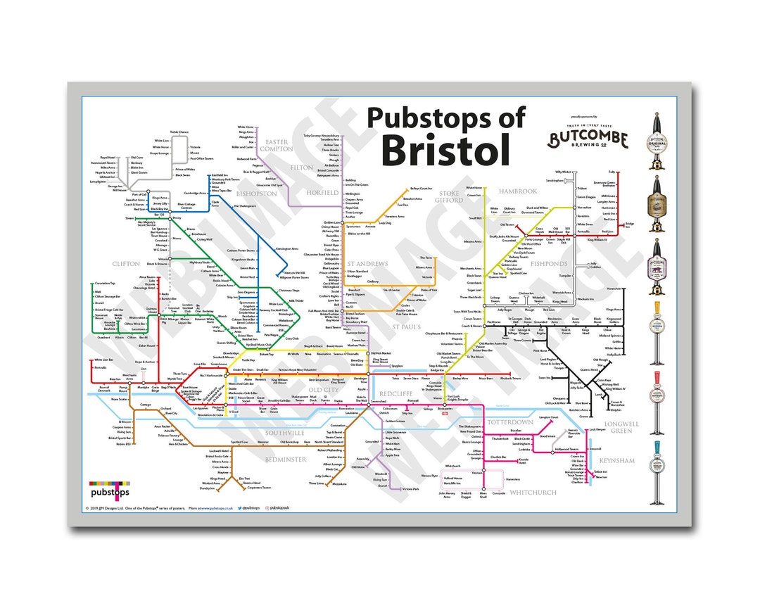 Pubstops of Bristol the Original Pub Map - Etsy UK