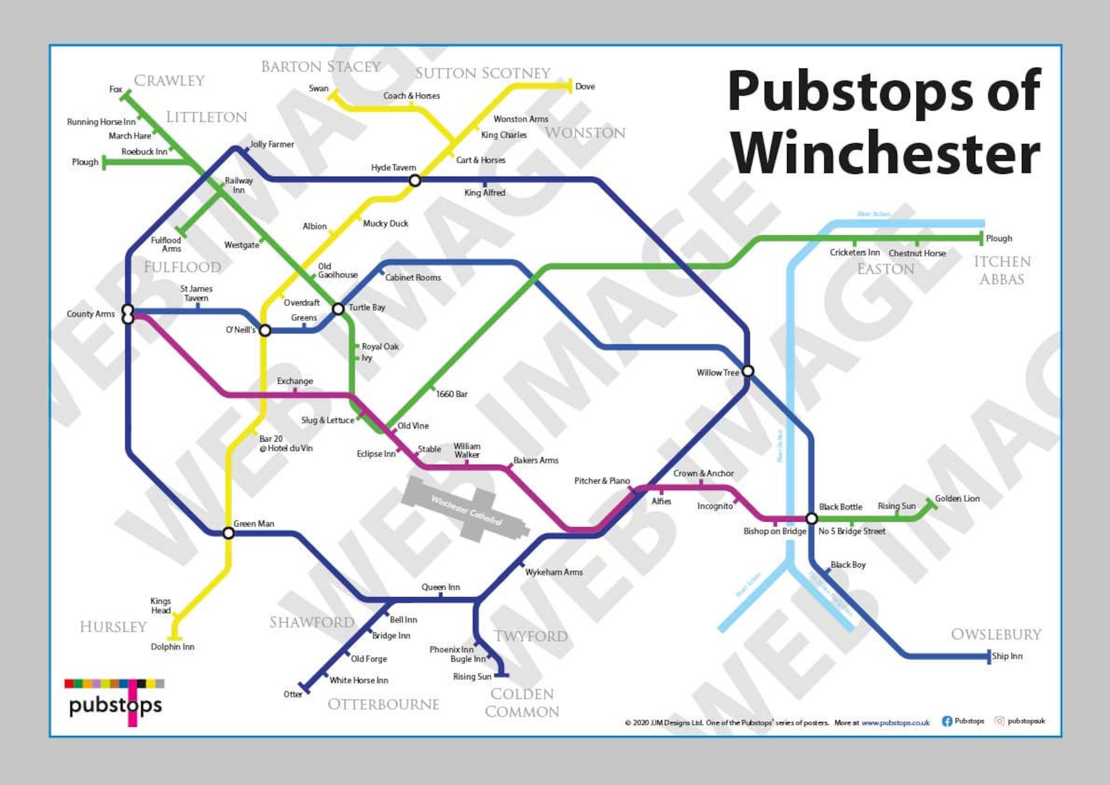 Pubstops of Winchester the Original Pub Map - Etsy UK