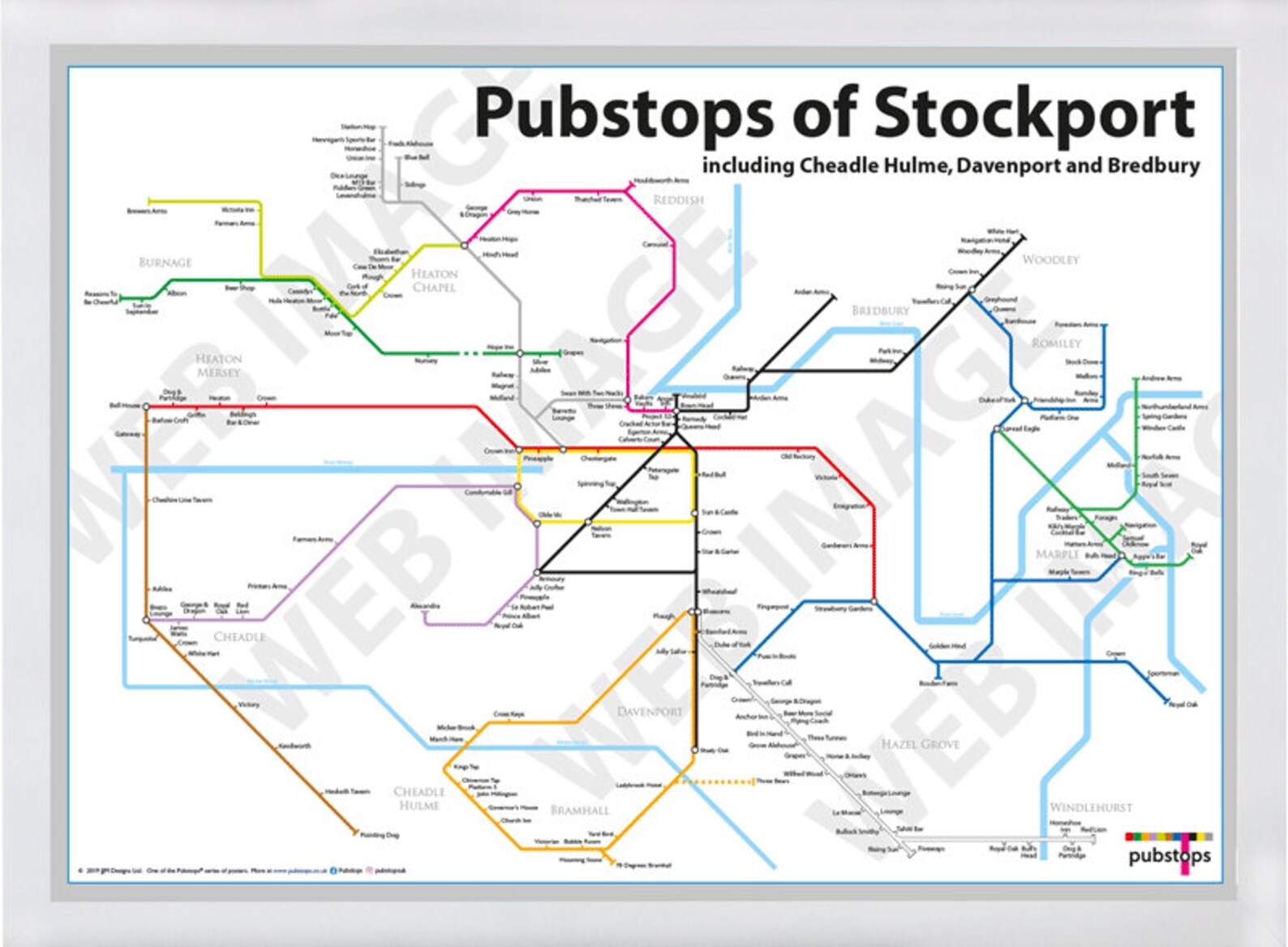Pubstops of Stockport the Original Pub Map - Etsy UK